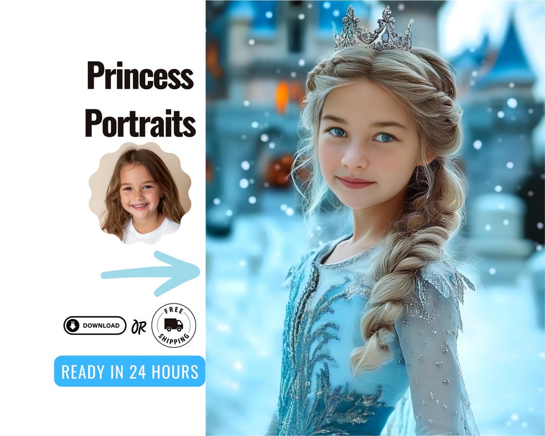 Personalized Elsa Portrait , Princess Portrait , Custom Princess ...