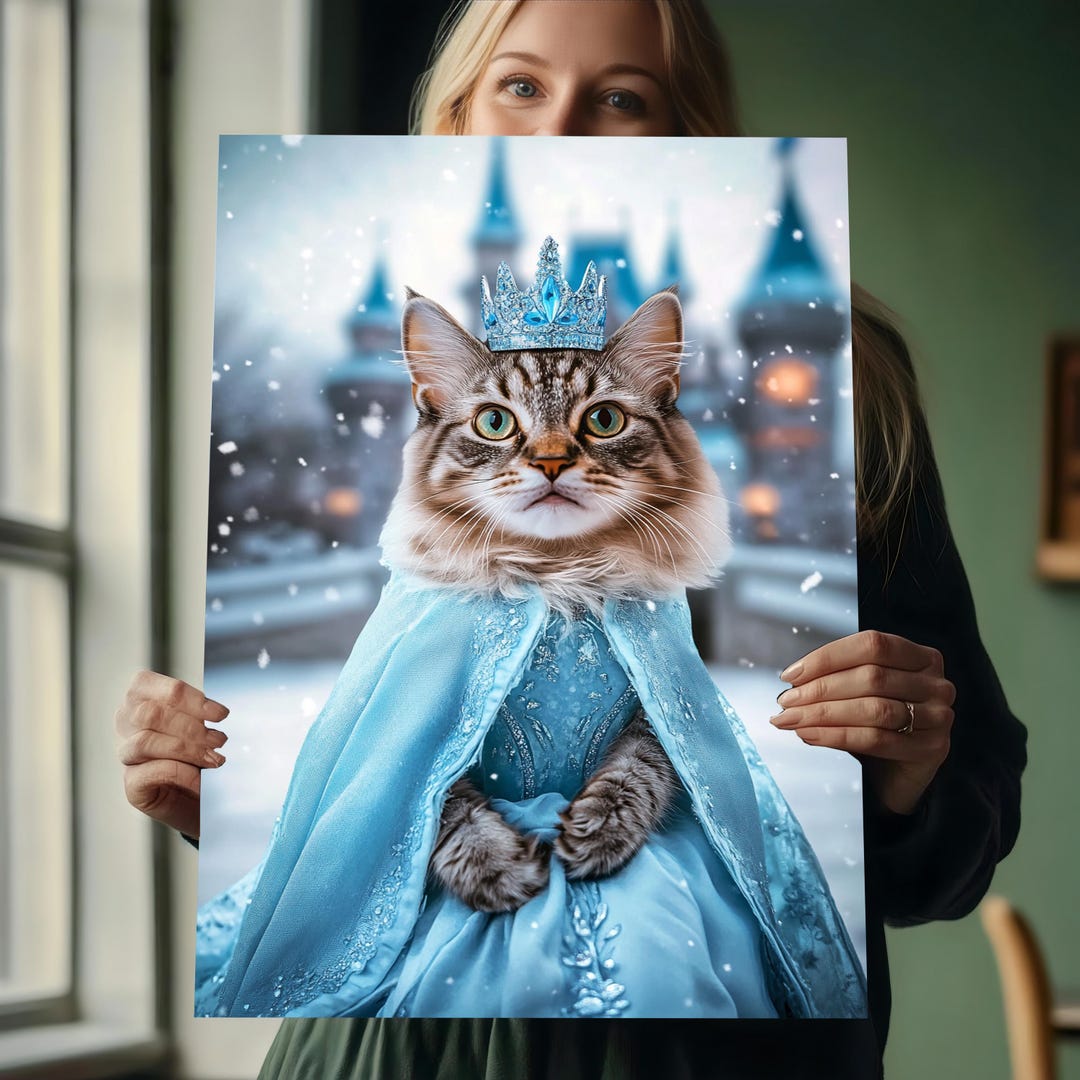 Custom Elsa Cat Portrait: Royal Pet Art Gift - Etsy