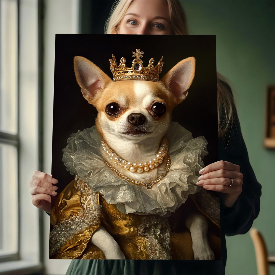 Custom Queen Pet Portrait, Royal Pet Portrait , Princess Dog, Dog Art ...