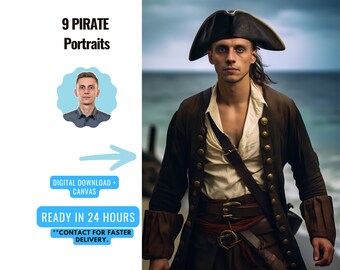 Pirate Portrait From Photo Custom Portrait Canvas Wall Art Digital Art ...