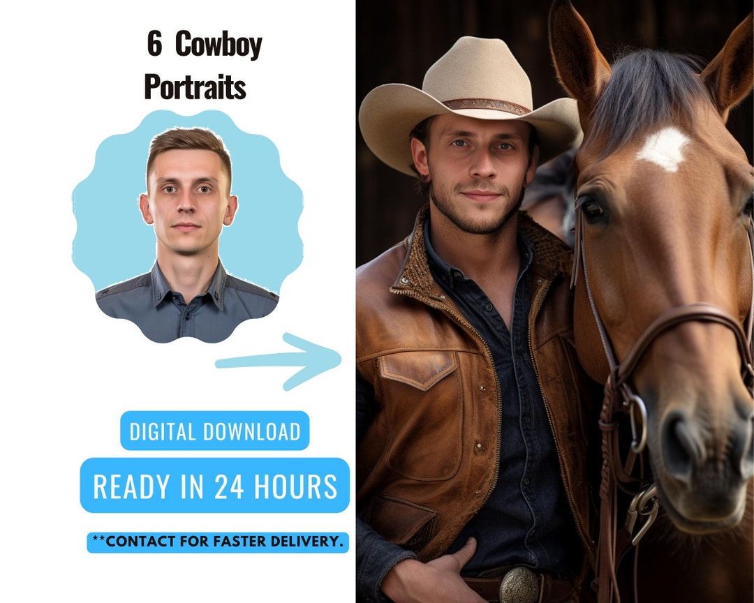 Custom Cowboy Portrait From Photo Cowboy Portrait Historical Portrait ...