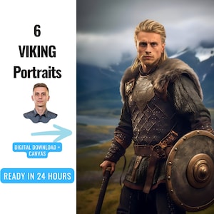 Custom Viking Portrait From Photo, Personalized Viking Warrior Portrait ...