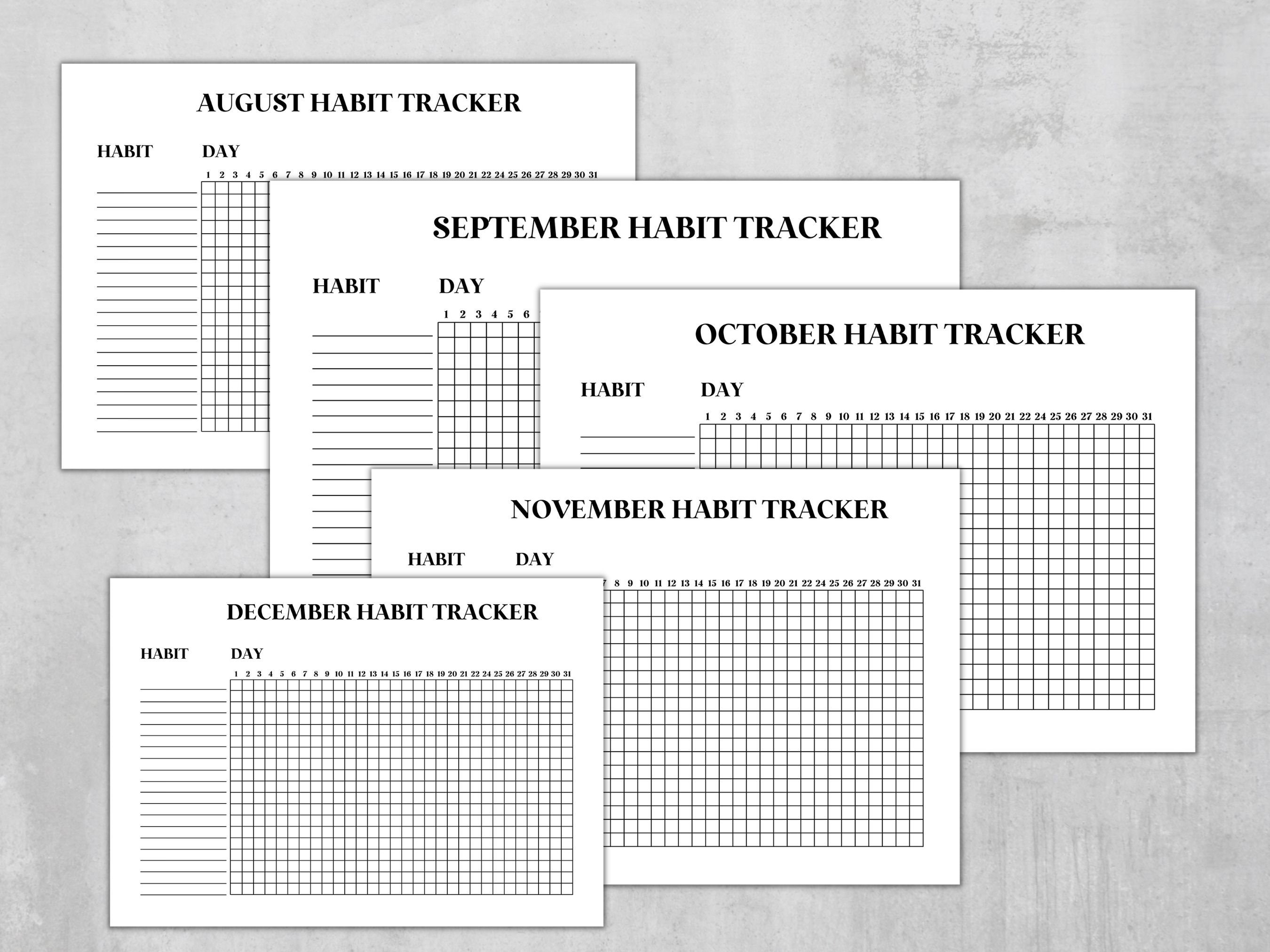 Monthly Habit Tracker Printables Initiative Tracker Symptom Tracker ...