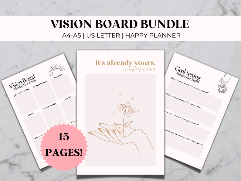 Vision Board Printables Positive Affirmations Gratitude - Etsy Canada