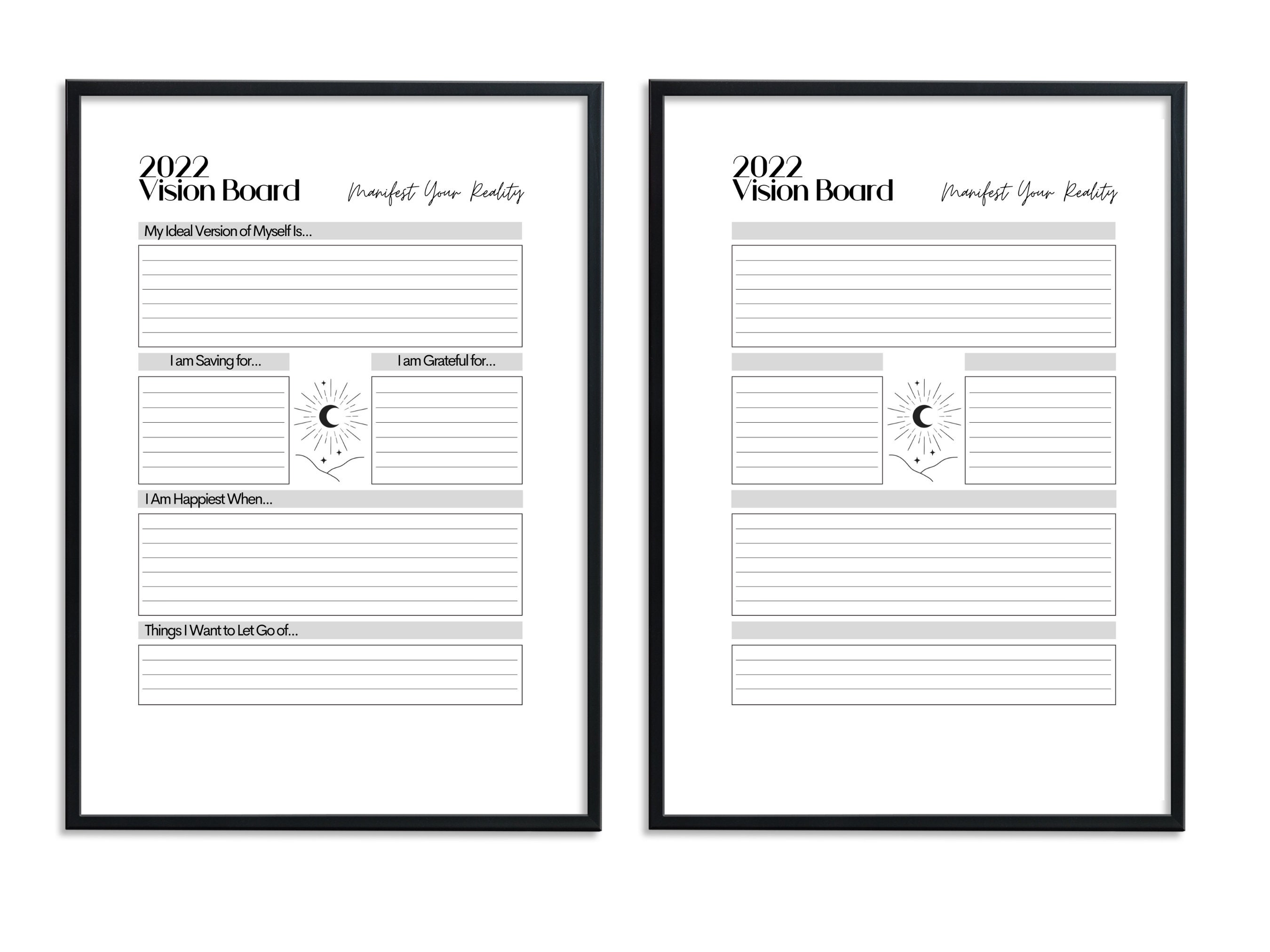 2022 Vision Board Printables Kit Law of Attraction Kit Manifest Your ...
