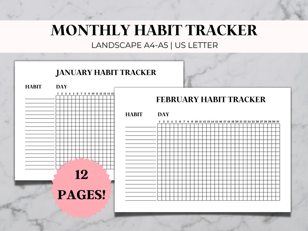 Monthly Habit Tracker Printables Initiative Tracker Symptom Tracker ...