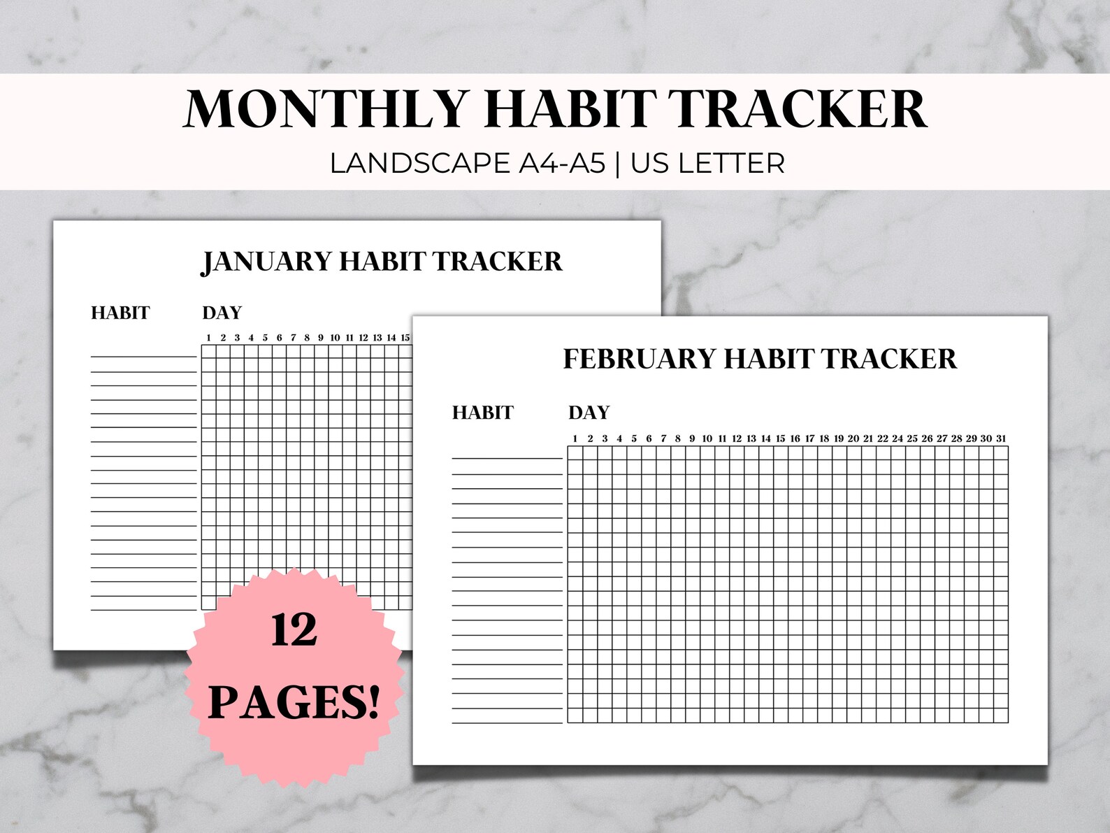 Monthly Habit Tracker Printables Initiative Tracker Symptom Tracker ...