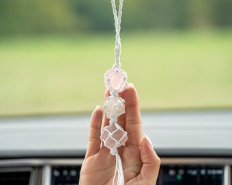 Rose Quartz Car Air Vent Clips Decor Crystal Car Charm Heart Gemstones ...