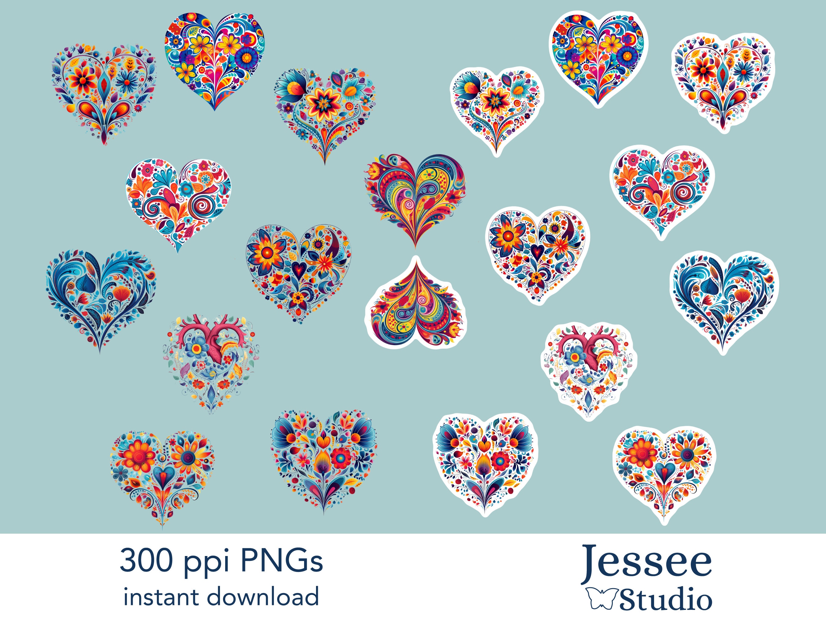 Floral Heart Clipart, Heart Clipart, Clipart, Valentine Clipart, Heart ...