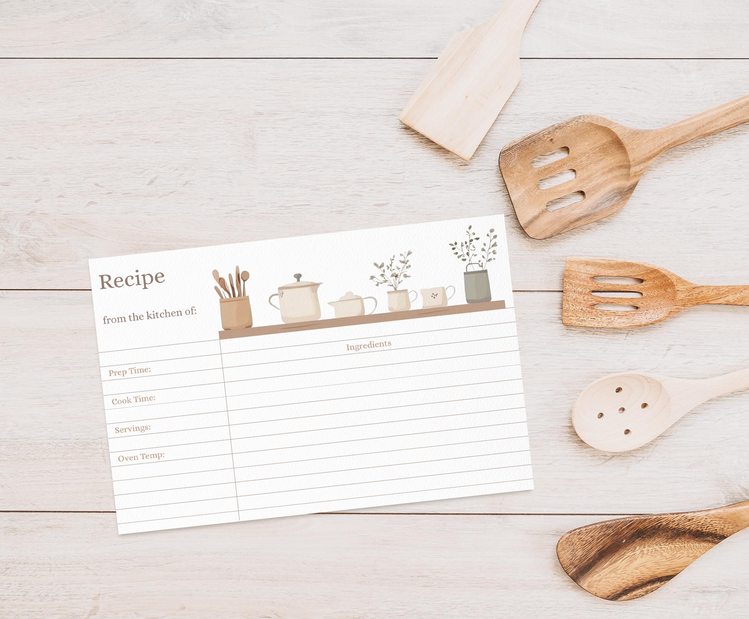 Printable Recipe Cards, Family Recipe Cards, Recipe Cards Binder, Cute ...