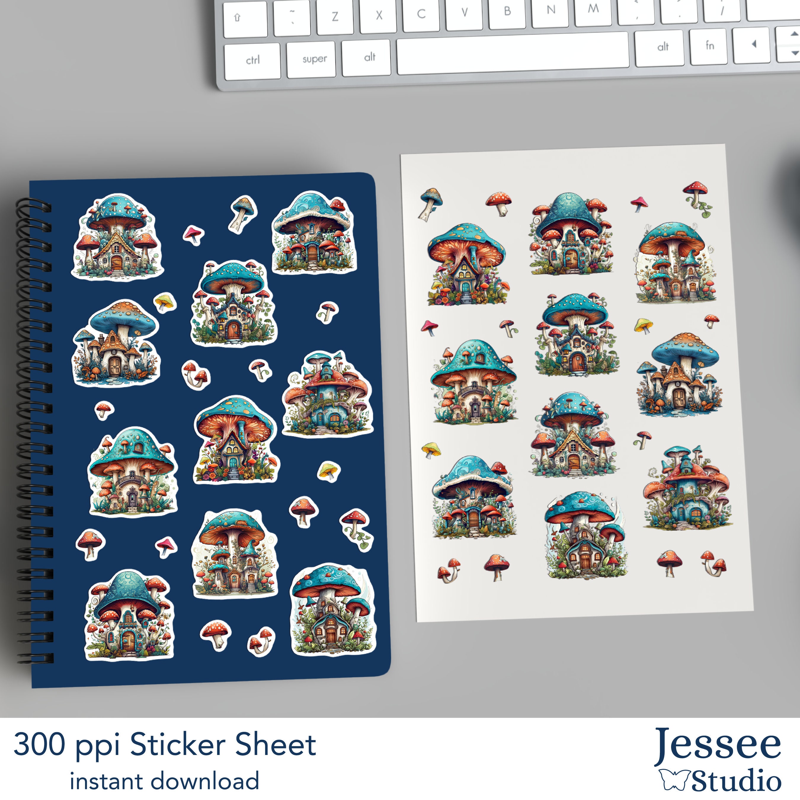 Mushroom Sticker Pack, Mushroom Sticker Sheet, Stickers, Digital ...