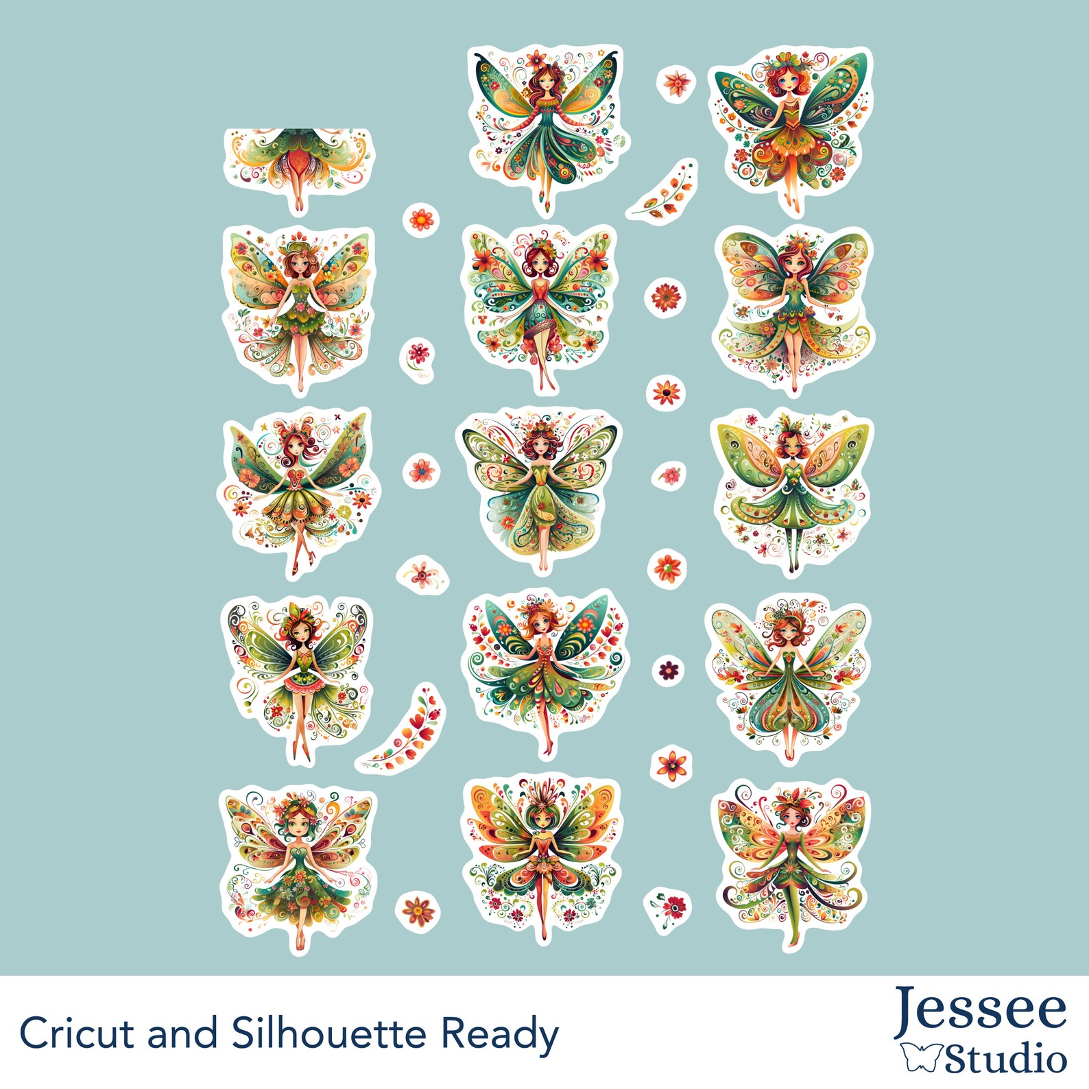 Green Fairy Sticker Pack, Fairy Sticker Sheet, Stickers, Digital ...