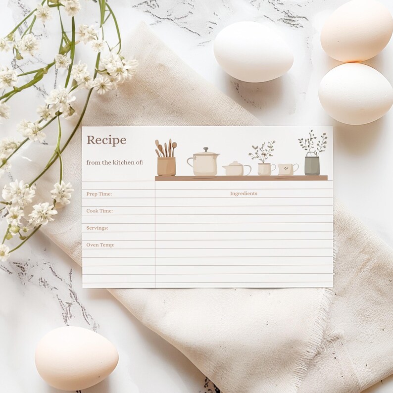 Printable Recipe Cards, Family Recipe Cards, Recipe Cards Binder, Cute ...