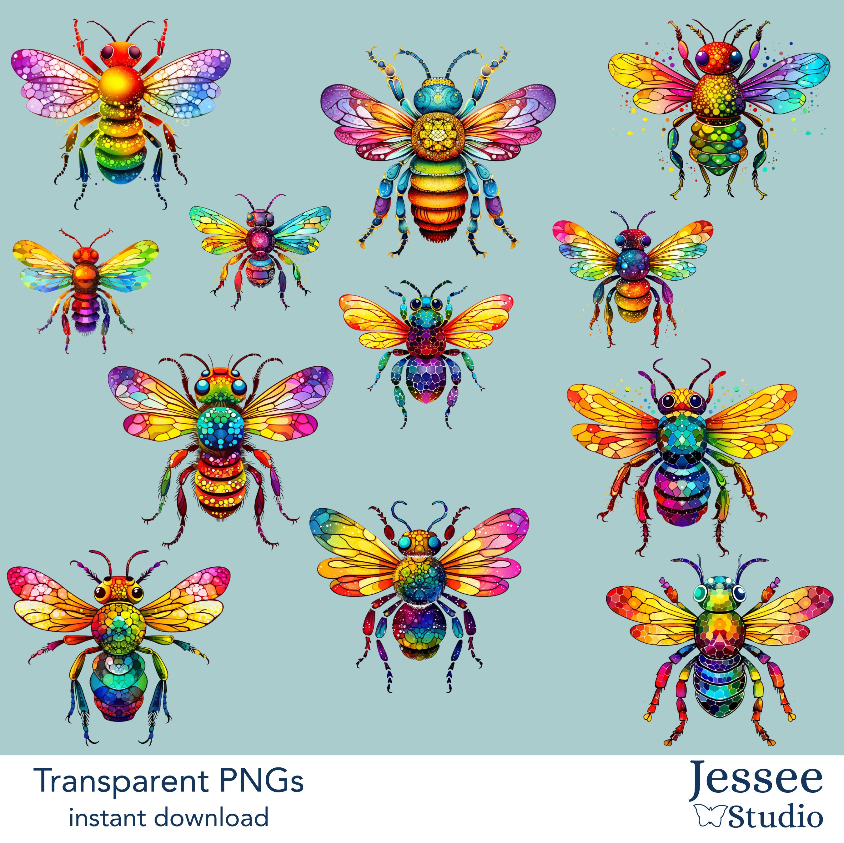 Bee Clipart, Bee Clip Art, Rainbow Clipart, Clipart, Clip Art, PNG ...