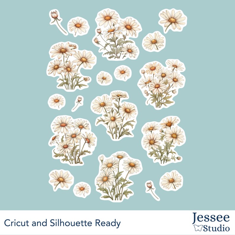 Daisy Sticker Pack, Daisy Sticker Sheet, Stickers, Planner Stickers ...