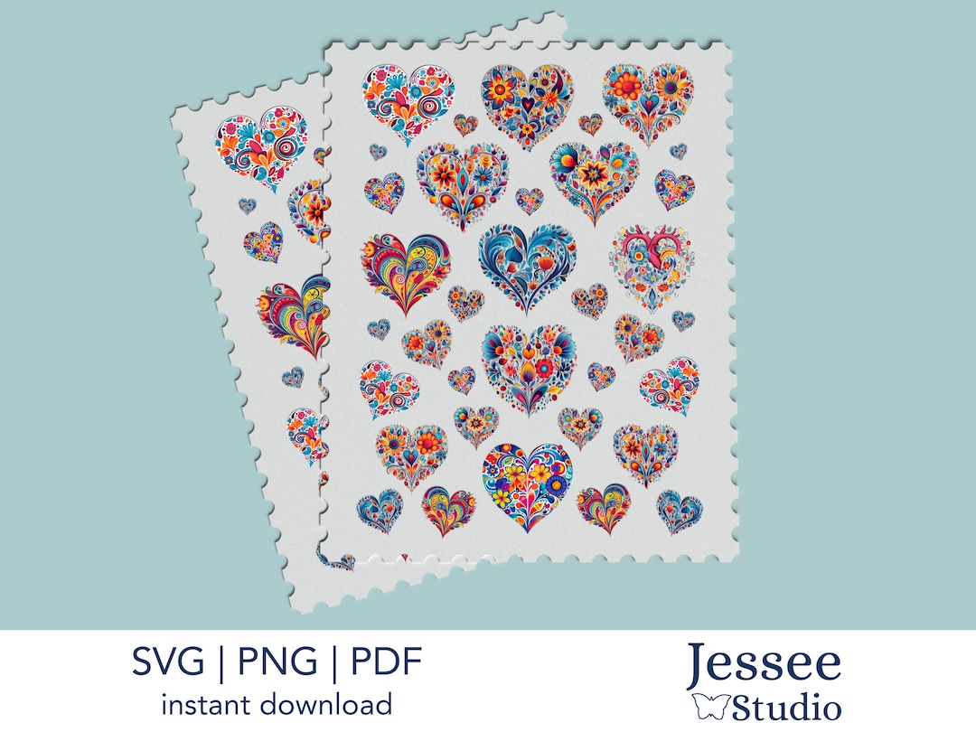Floral Hearts Sticker Pack, Hearts Sticker Sheet, Stickers, Planner ...