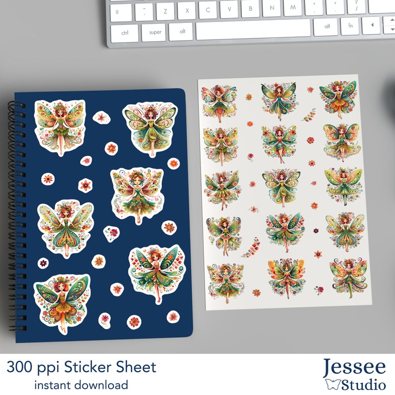 Green Fairy Sticker Pack, Fairy Sticker Sheet, Stickers, Digital ...
