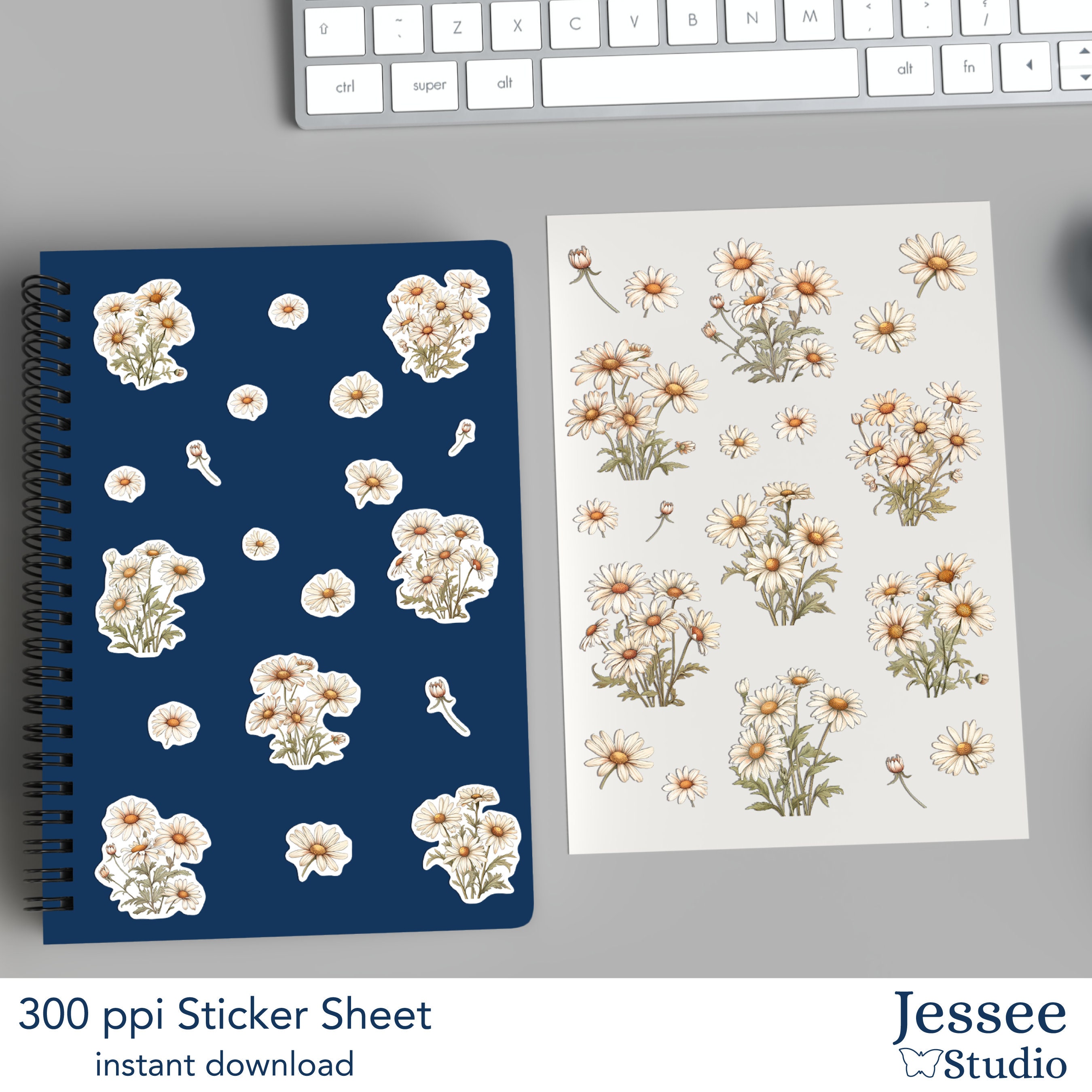 Daisy Sticker Pack, Daisy Sticker Sheet, Stickers, Planner Stickers ...