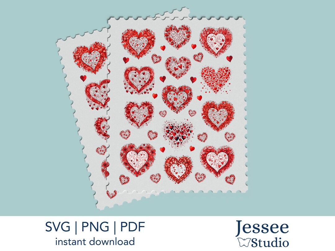 Red Hearts Sticker Pack, Hearts Sticker Sheet, Stickers, Planner ...