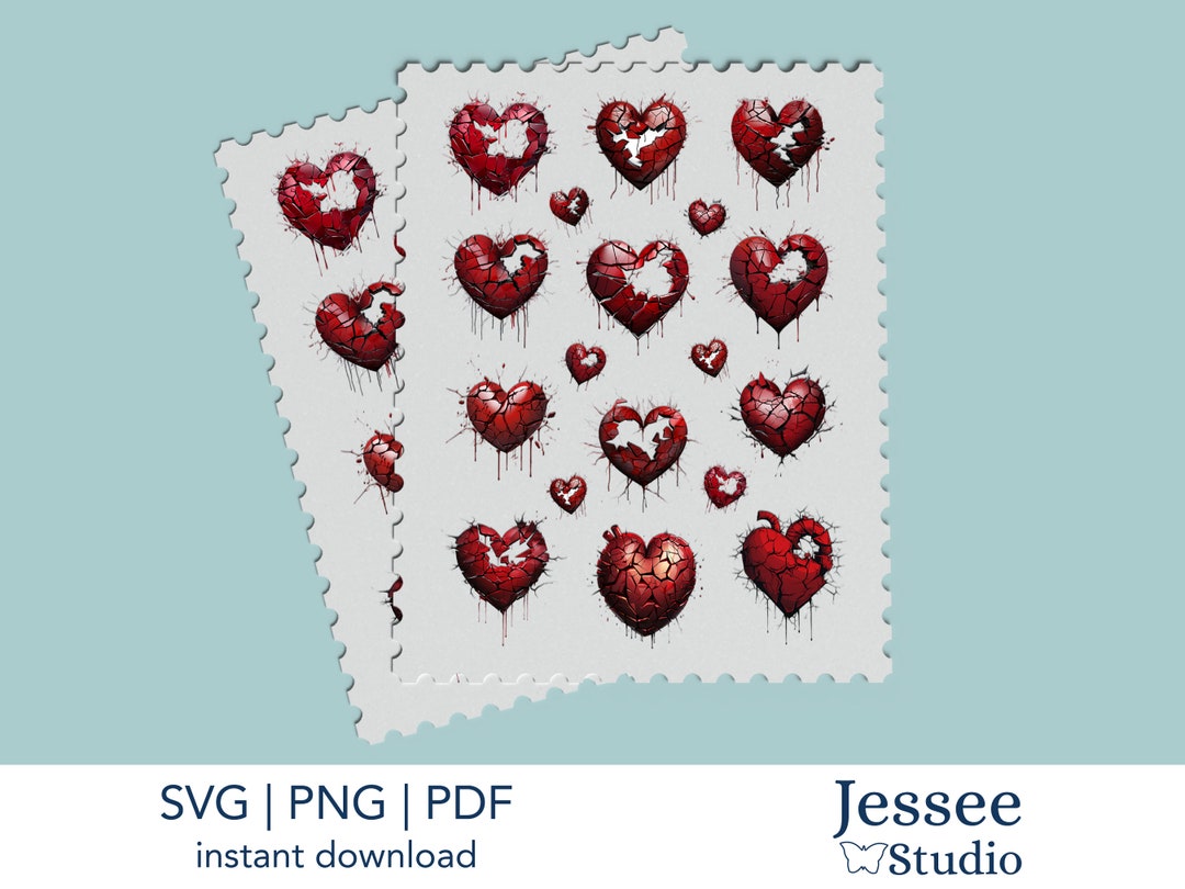 Broken Heart Stickers, Valentine's Stickers, Sticker Pack, Sticker ...