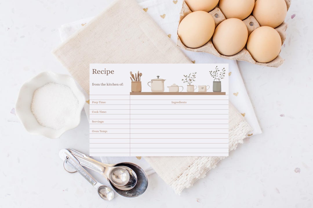 Printable Recipe Cards, Family Recipe Cards, Recipe Cards Binder, Cute ...