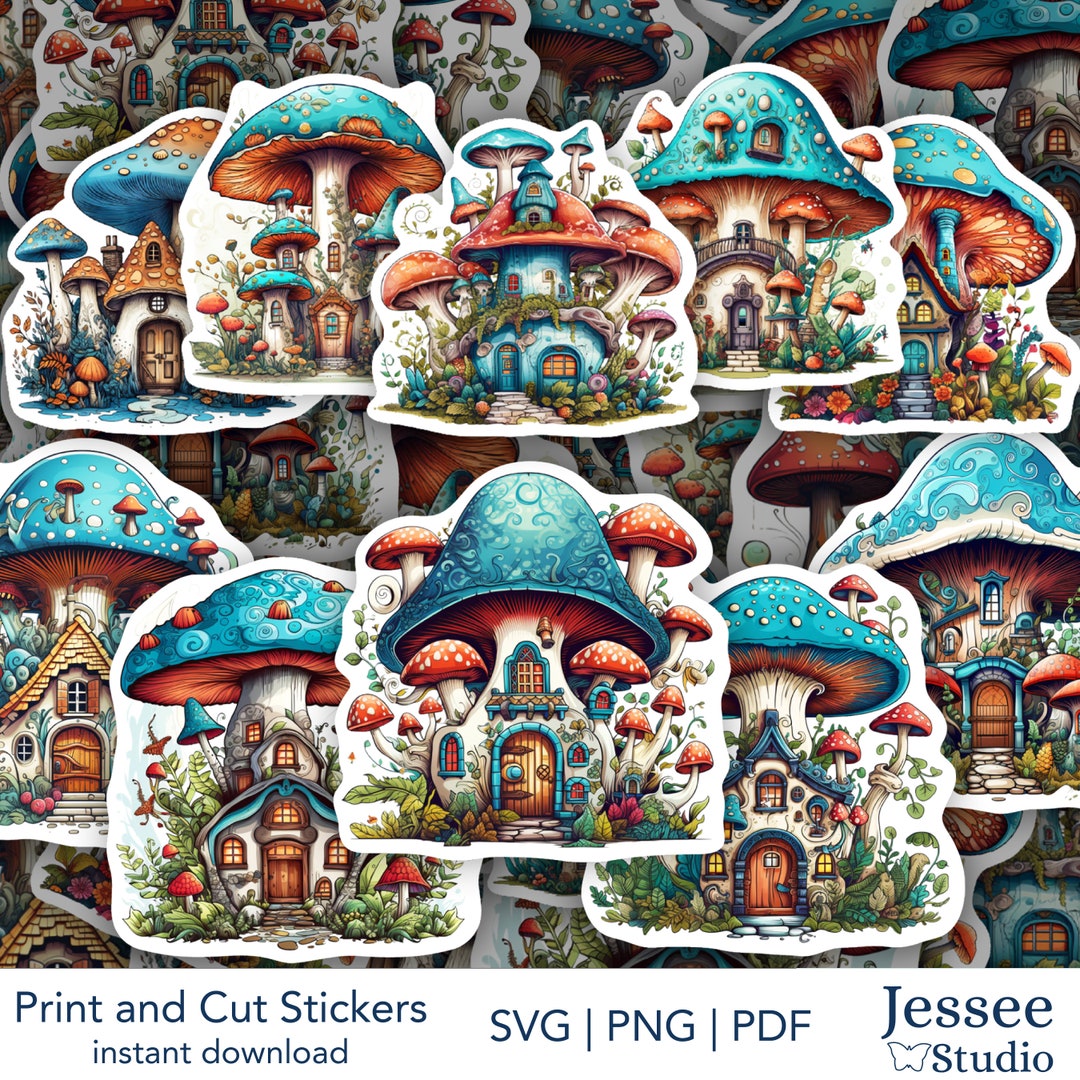 Mushroom Sticker Pack, Mushroom Sticker Sheet, Stickers, Digital ...