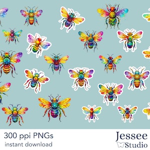 Bee Clipart, Bee Clip Art, Rainbow Clipart, Clipart, Clip Art, PNG ...