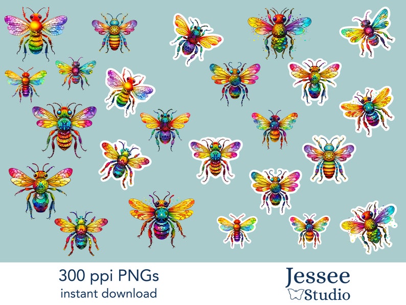 Bee Clipart, Bee Clip Art, Rainbow Clipart, Clipart, Clip Art, PNG ...