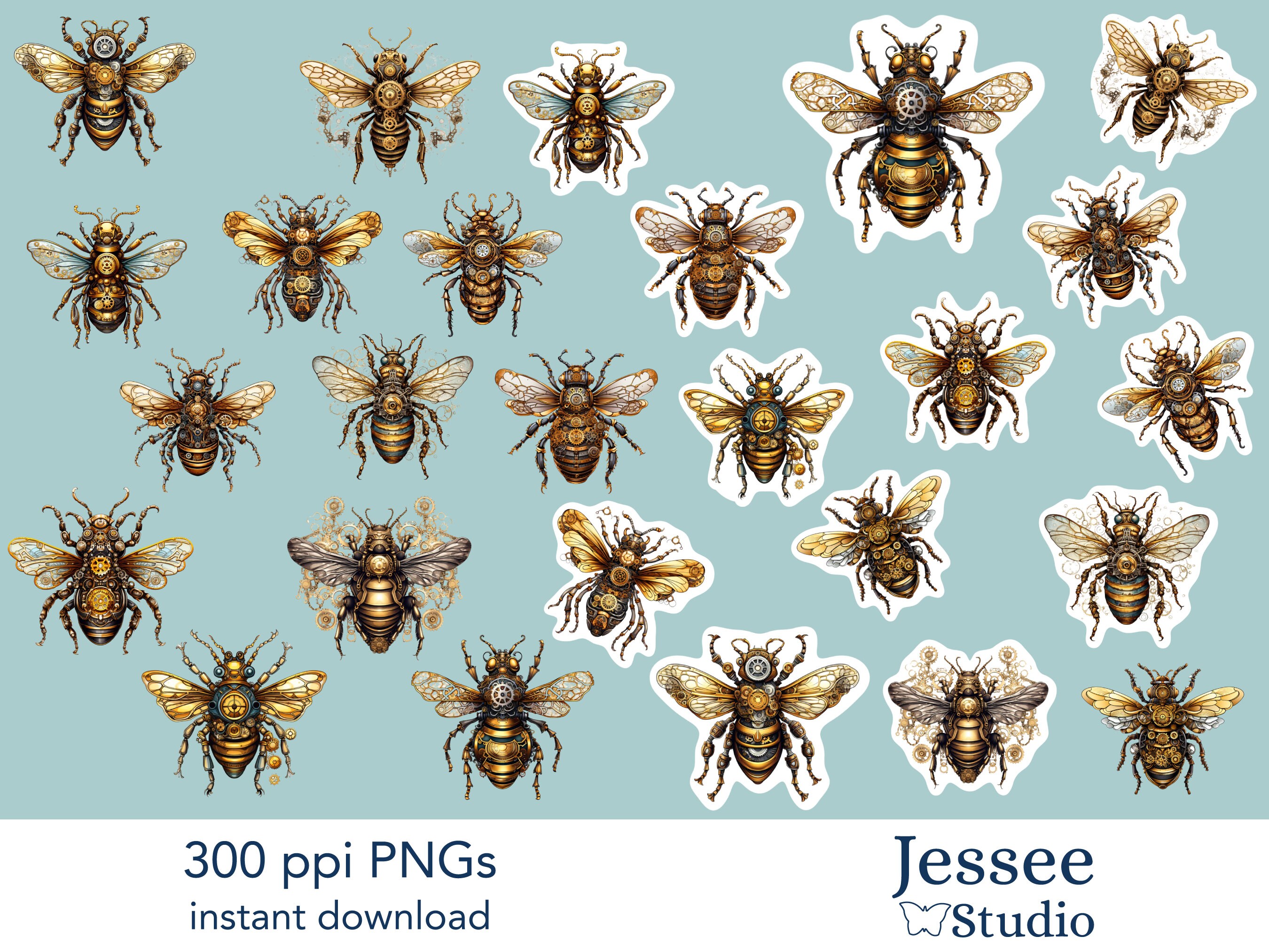 Bee Clipart, Bee Clip Art, Clipart, Clip Art, PNG, Stickers, Digital ...
