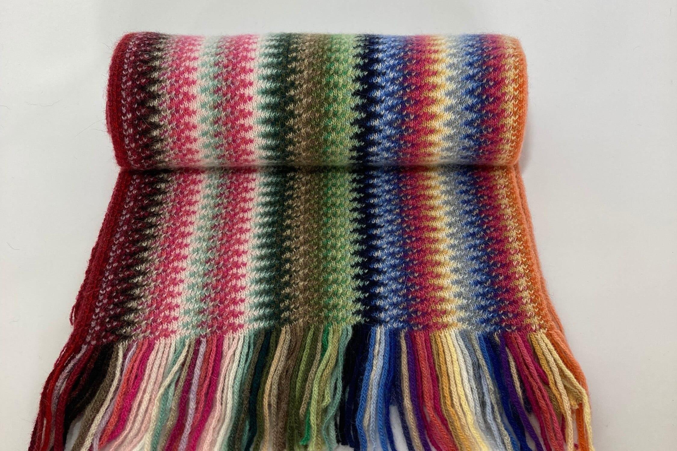Lambswool Angora Scarf: Multicolor Zigzag Knit, Made in Scotland - Etsy UK