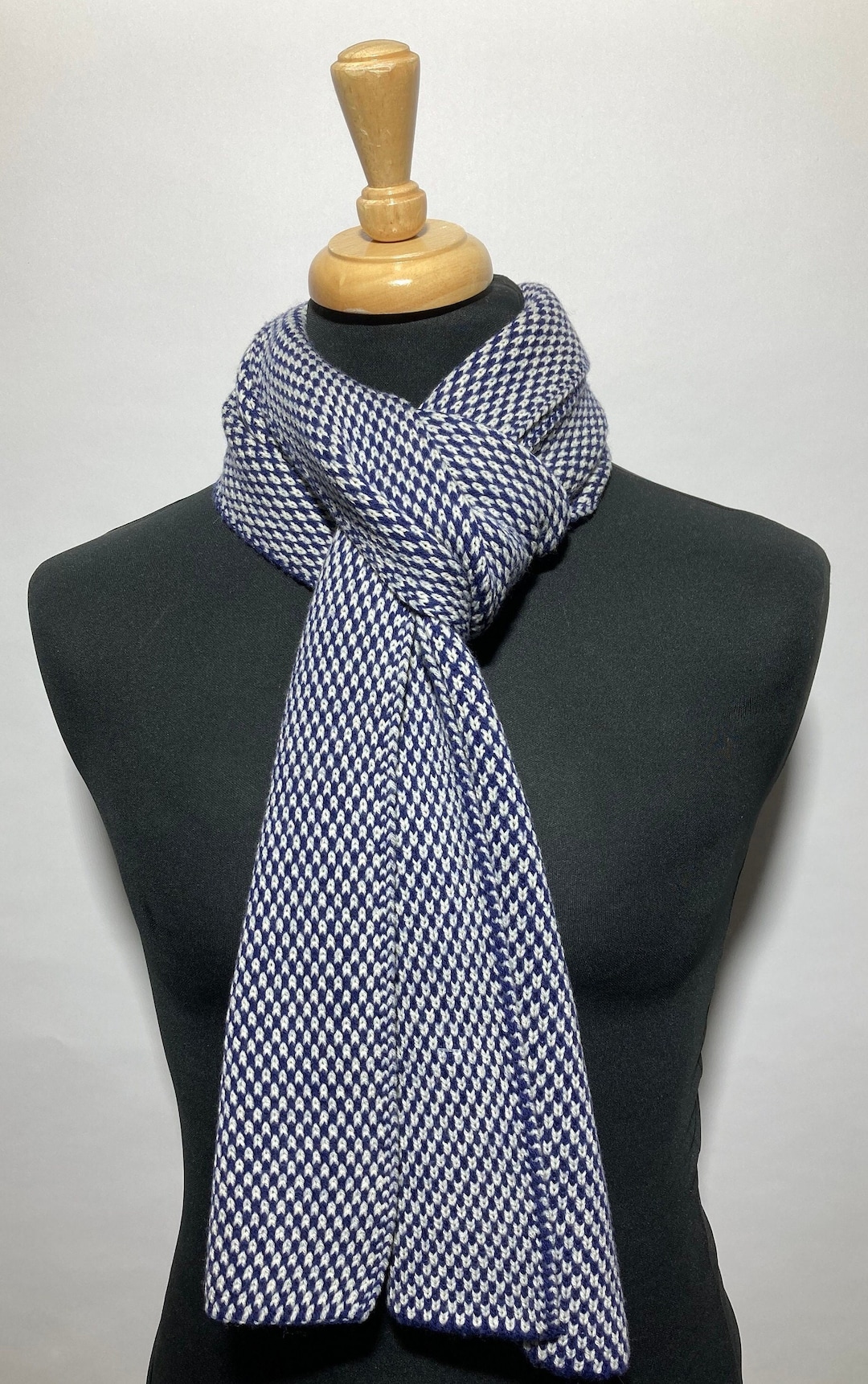 Merino Knitted Scarf in Classic Birdseye Pattern. Designed and Made in ...