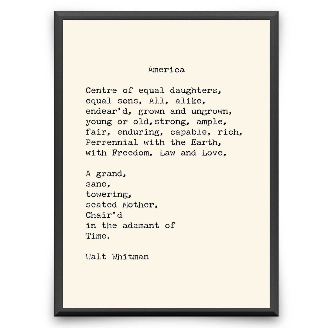 America Poem by Walt Whitman Classroom Wall Decor Poetry - Etsy