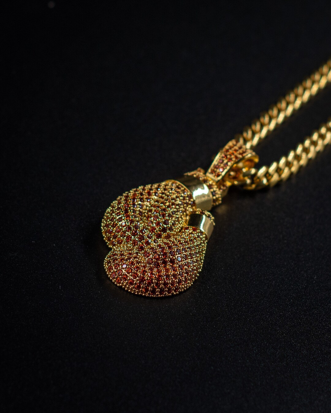 Iced Out Boxing Glove Pendant: 18K Gold Plated CZ Red Gloves - Etsy