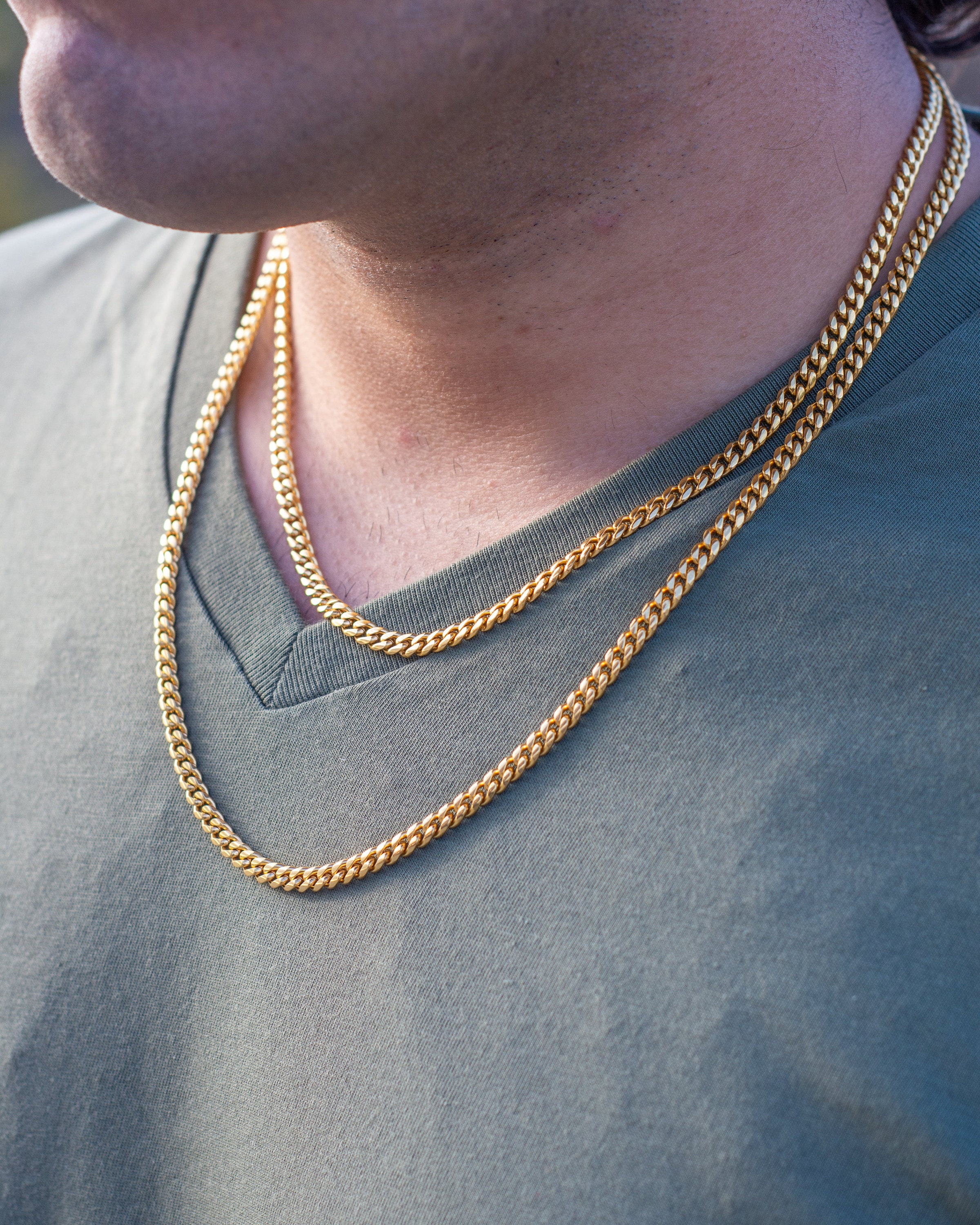 5mm 18K Gold Miami Cuban Link Chain Yellow Gold Hip Hop Jewelry Men s Cuban Chain Stainless Steel Gifts for Him Gifts for Her Yellow Gold