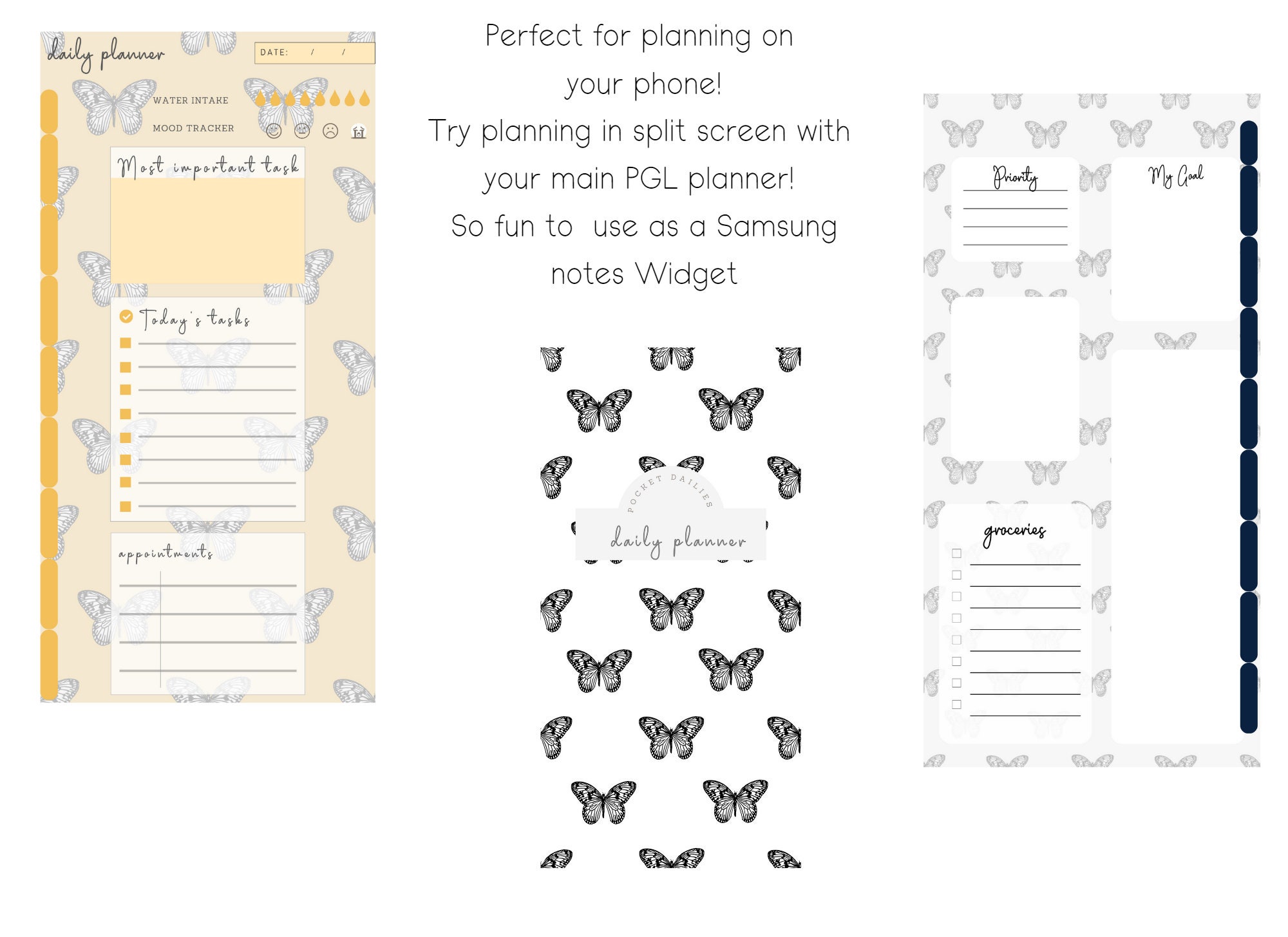 Daily Digital Pocket Planner Mini Planner Split Screen Planner ...