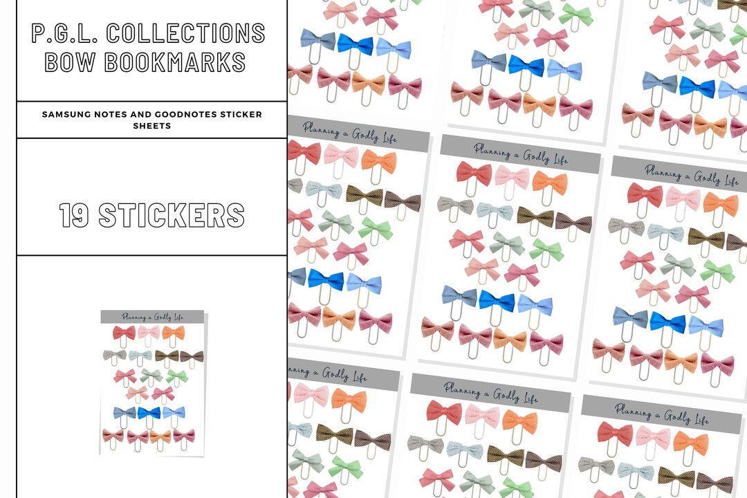 19 Digital Planner Bookmarks Planner Stickers Pack Planner Bows Pre ...