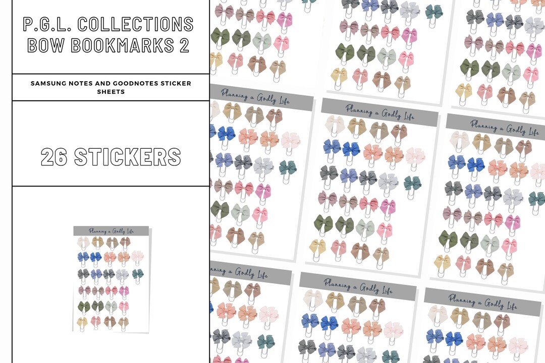 26 Digital Planner Bookmarks Planner Stickers Pack Planner Bows Pre ...