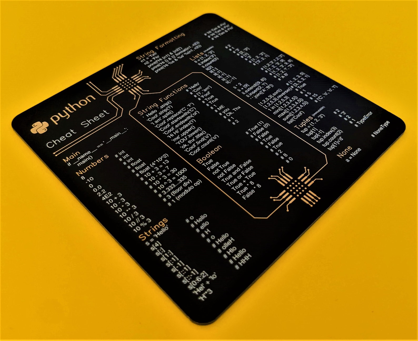 Python Cheat Sheet Coaster PCB – Coding Gift for Software Developers ...