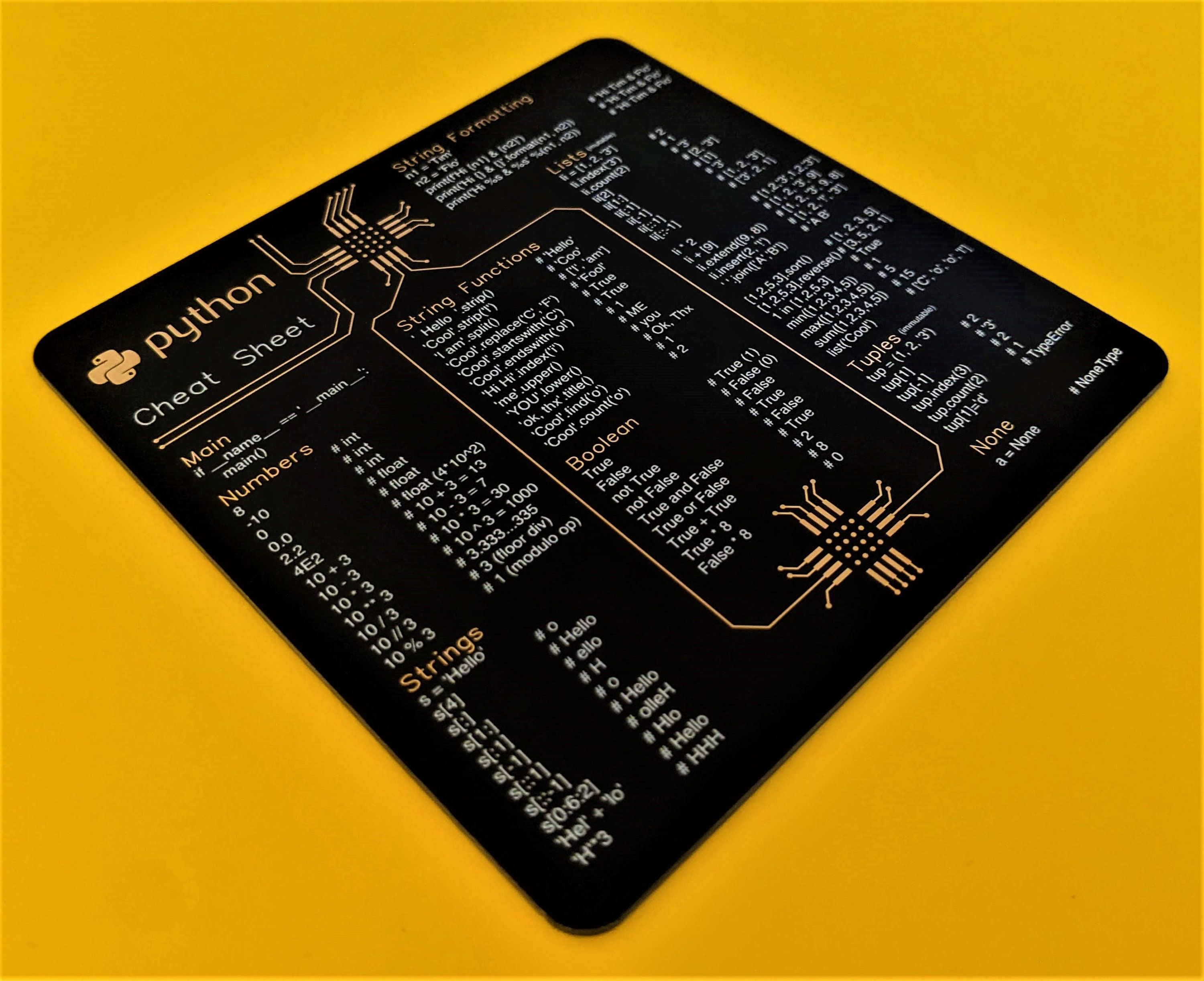 Python Cheat Sheet Coasters Made From a High Quality Circuit Board for ...