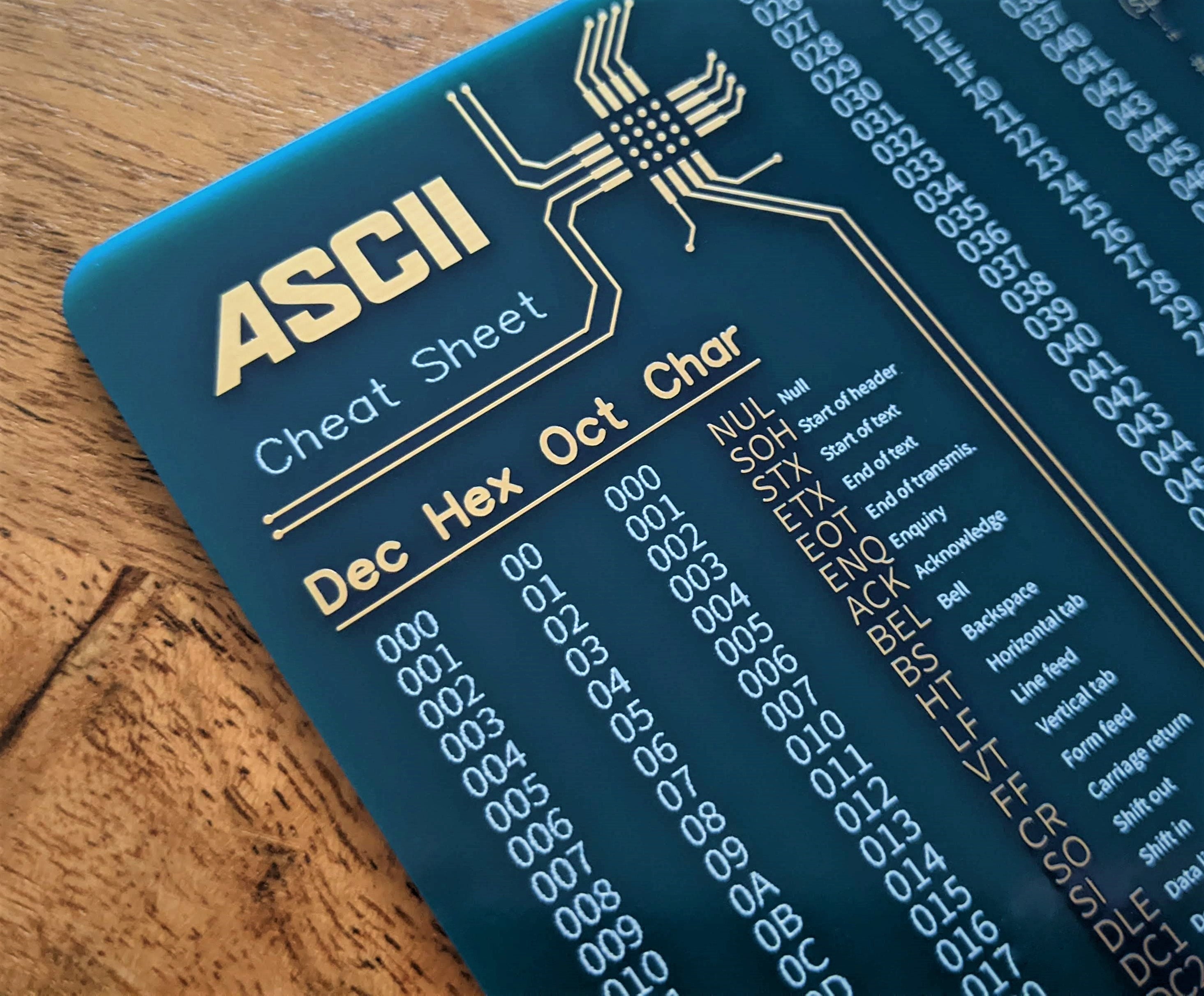 ASCII Cheat Sheet Coasters Made From a High Quality Circuit - Etsy ...