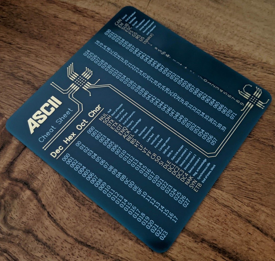 ASCII Cheat Sheet Coasters Made From a High Quality Circuit Board for ...