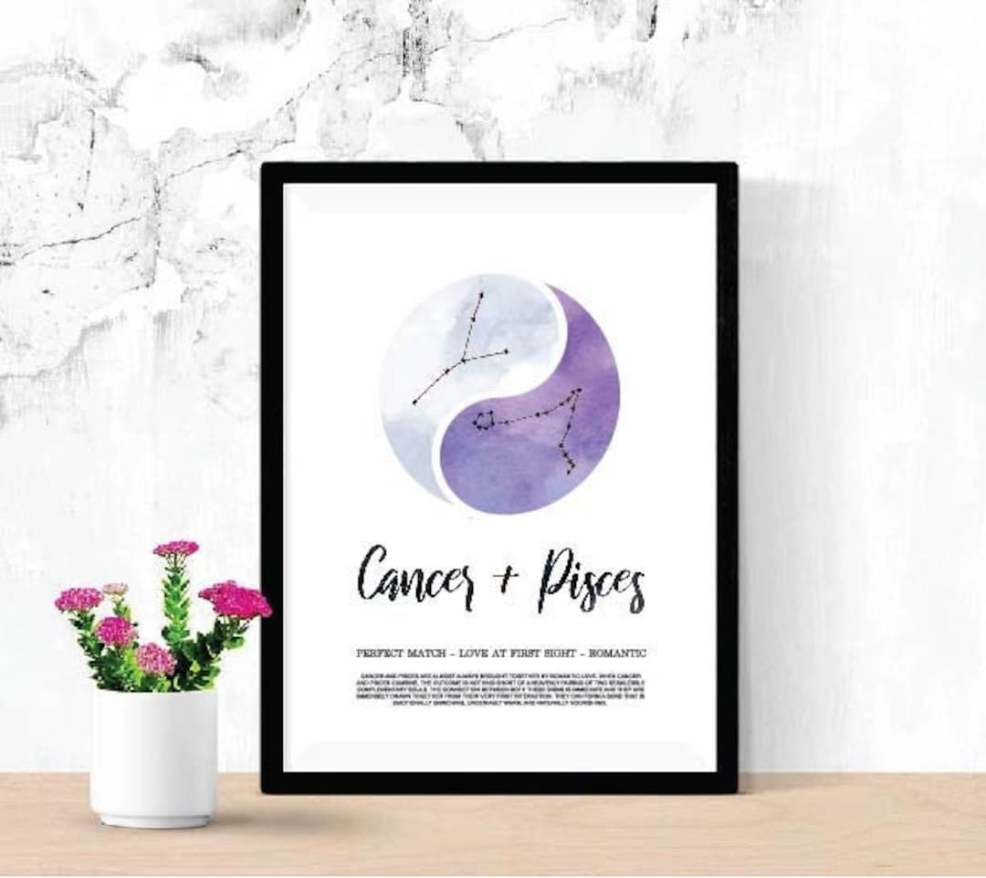 Relación Cáncer y Piscis imprimible, Descarga digital Cartel del ...
