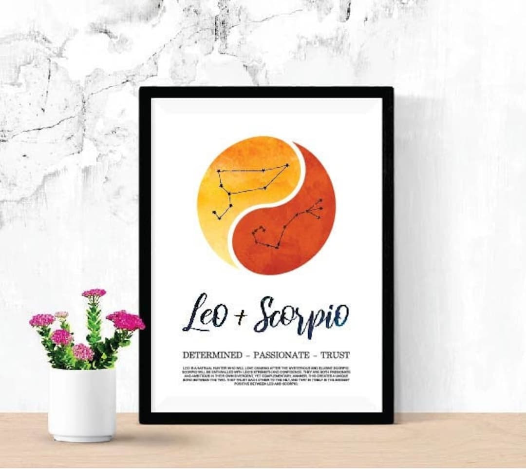 Leo and Scorpio Relationship Printable, Digital Download Zodiac Poster ...