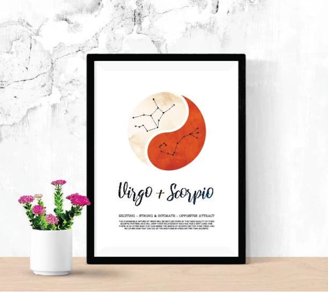 Virgo and Scorpio Relationship Printable, Digital Download Zodiac ...