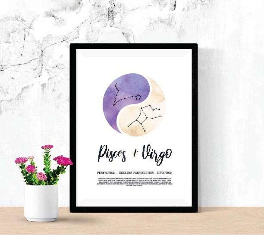 Pisces and Virgo Relationship Printable, Digital Download Zodiac Poster ...