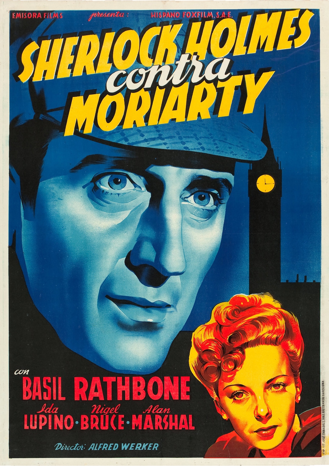 Reproduction Vintage Movie Poster sherlock Holmes Contra Moriarty, Home ...