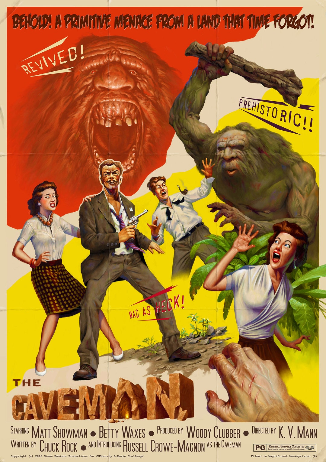 Reproduction Vintage b-movie Poster caveman Home Wall Art, Various ...