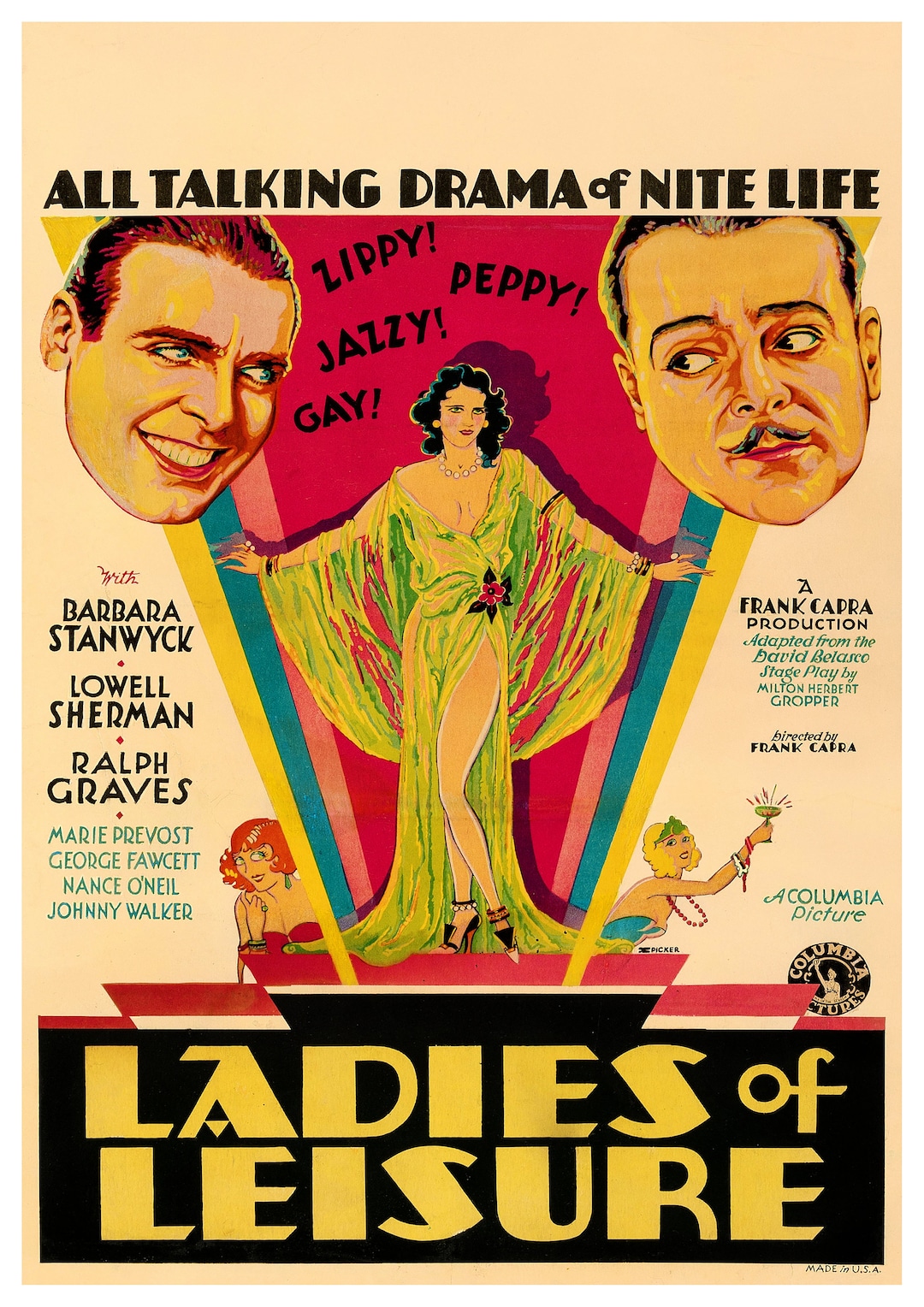Reproduction Vintage Movie Poster ladies of Leisure, Home Wall Art ...