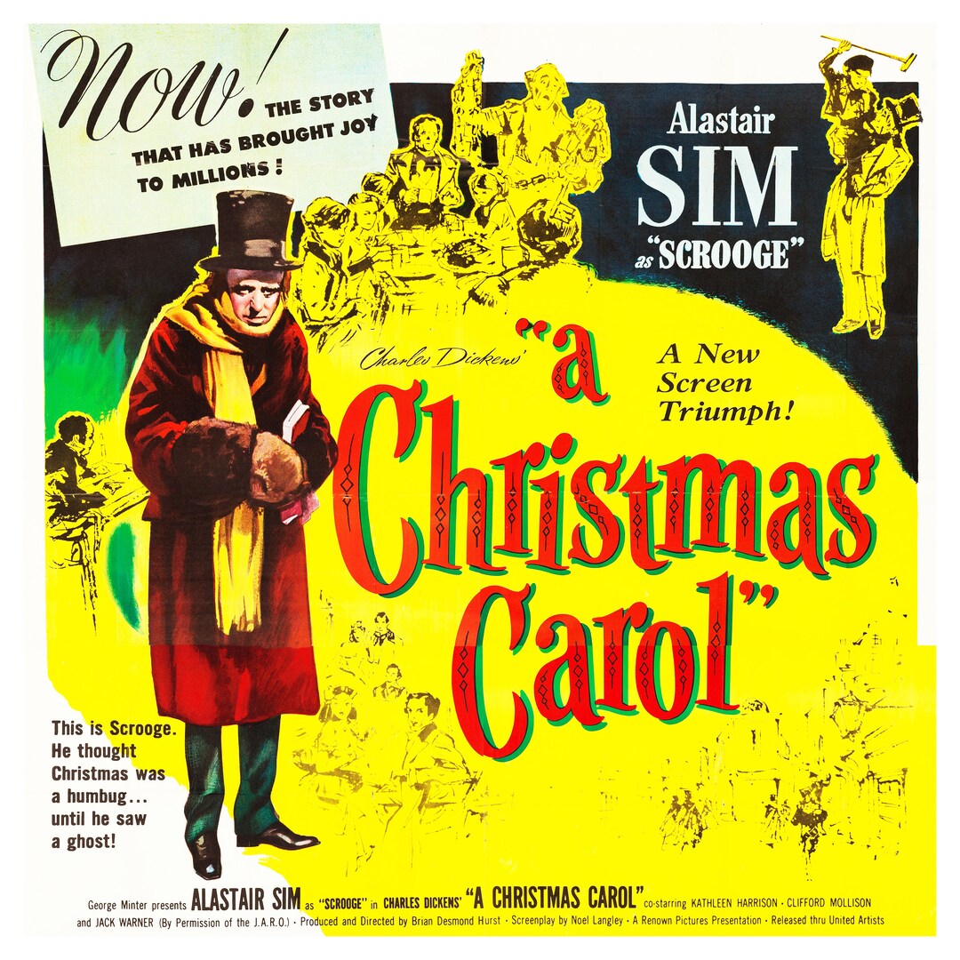 Reproduction Vintage Movie Poster a Christmas Carol Home Wall Art, Size ...