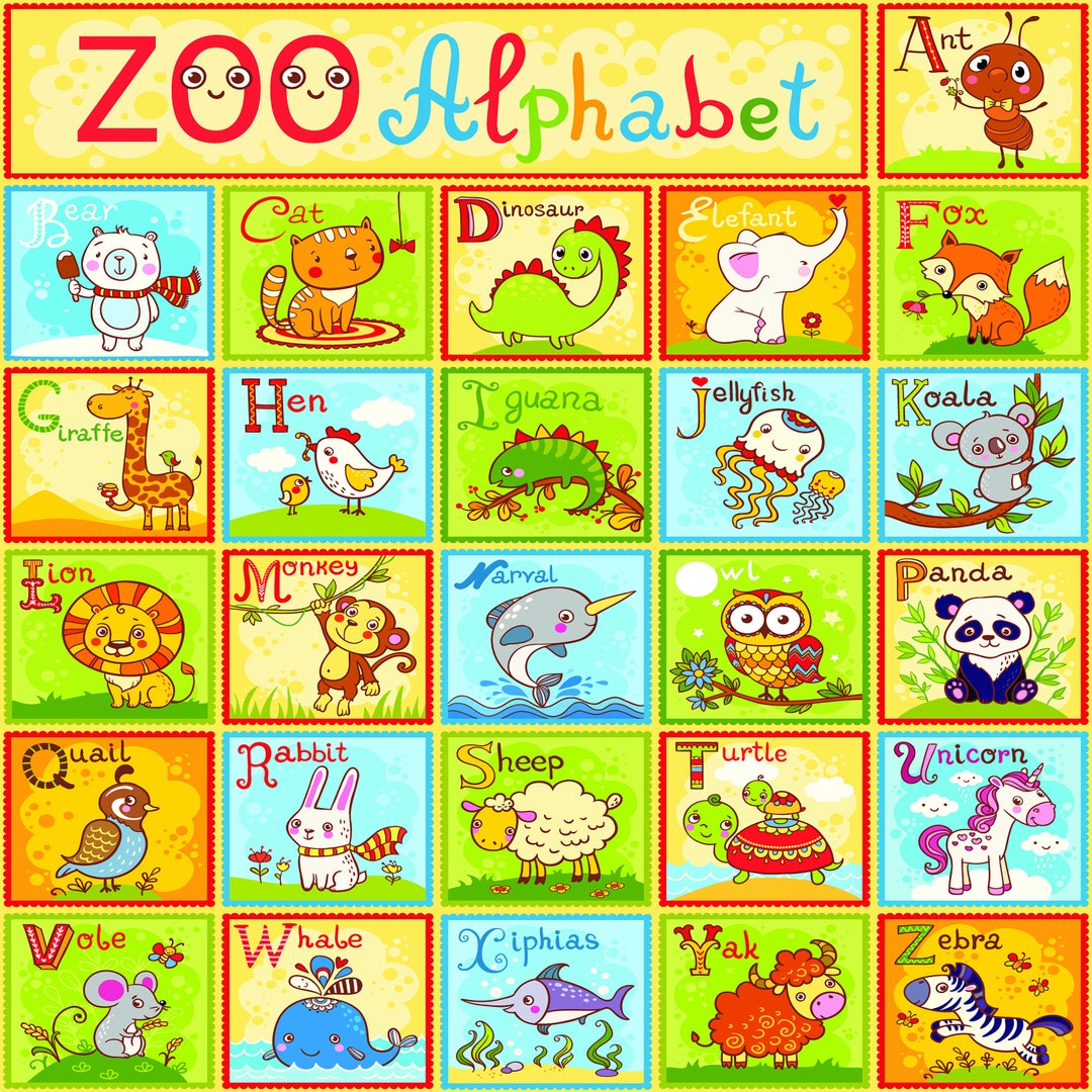 Reproduction Vintage zoo Alphabet Poster Home - Etsy
